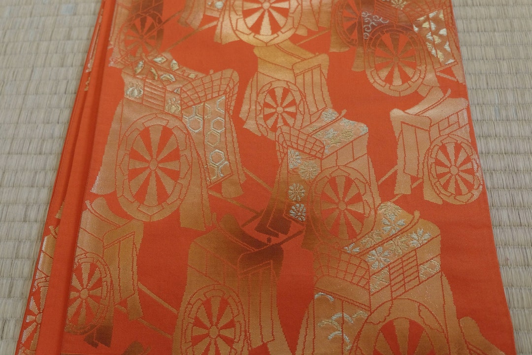 Japanese Ox-drawn Carriage Motif - Symbol of Good Luck - Fukuro Obi ...