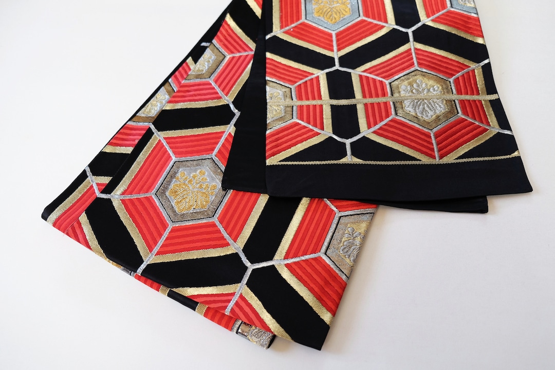 Formal Obi Sash - Symmetric Japanese Motif - Kimono Obi Sash - Vintage ...