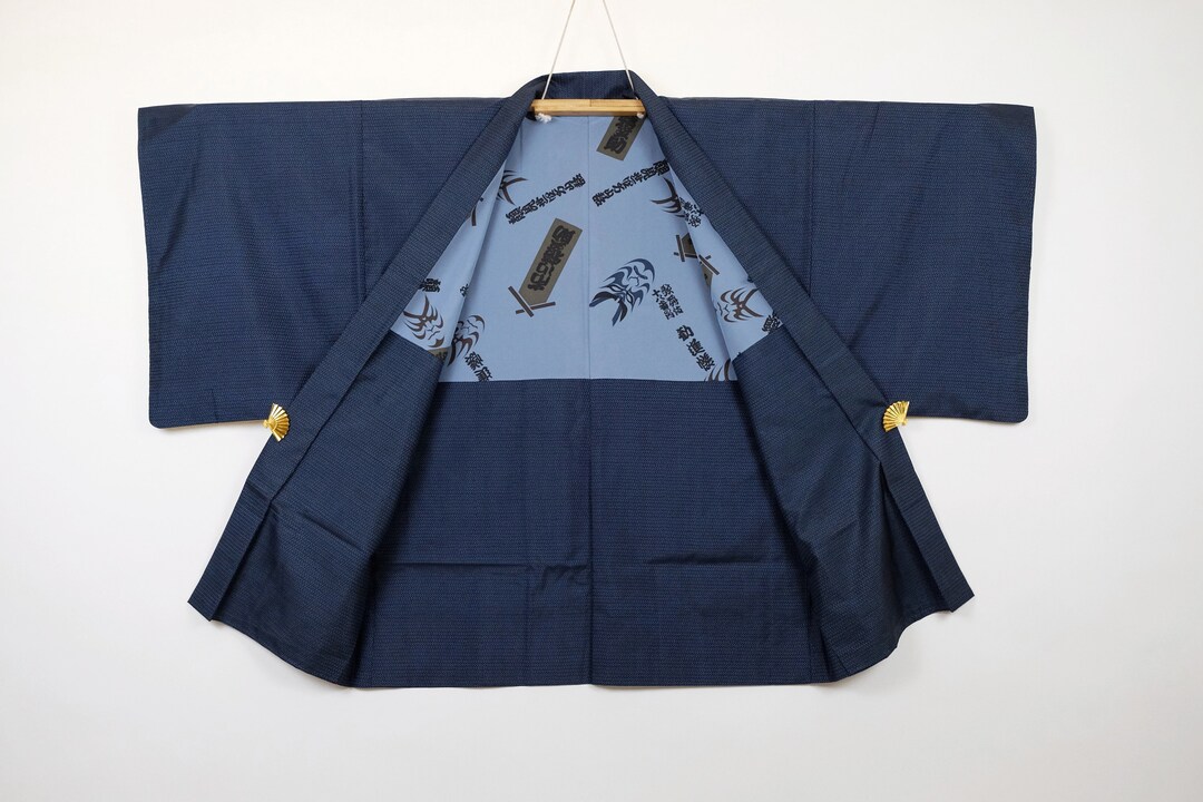 Excellent Condition - Blue Haori for Men - Vintage Kimono Wear ...
