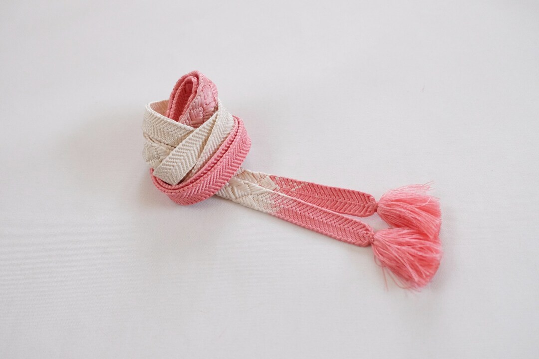 Lovely Pink Obijime Flat Obijime Vintage Silk Kimono Belt Kimono ...