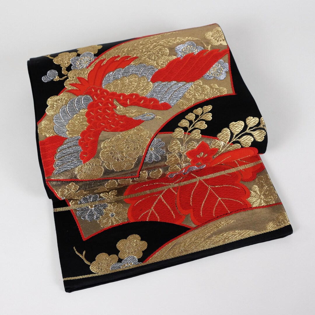 Gold & Reed Obi With Japanese Motifs - Etsy