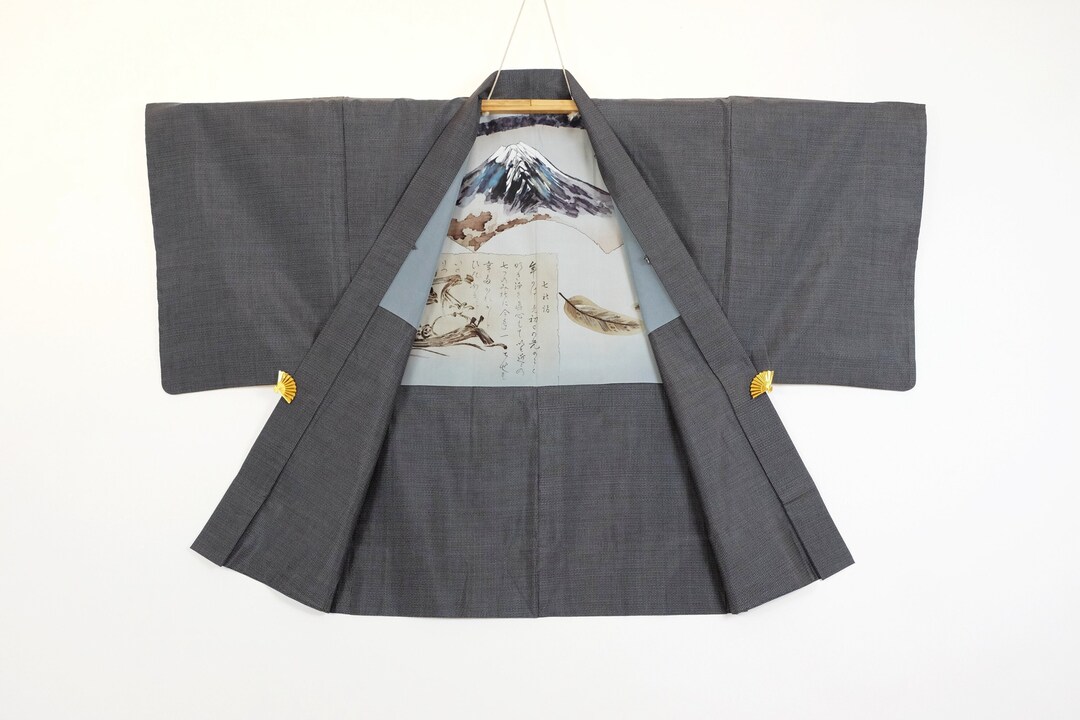 Haori for Men - Hand-painted Lining - Beautiful Silk Oshima Fabric ...