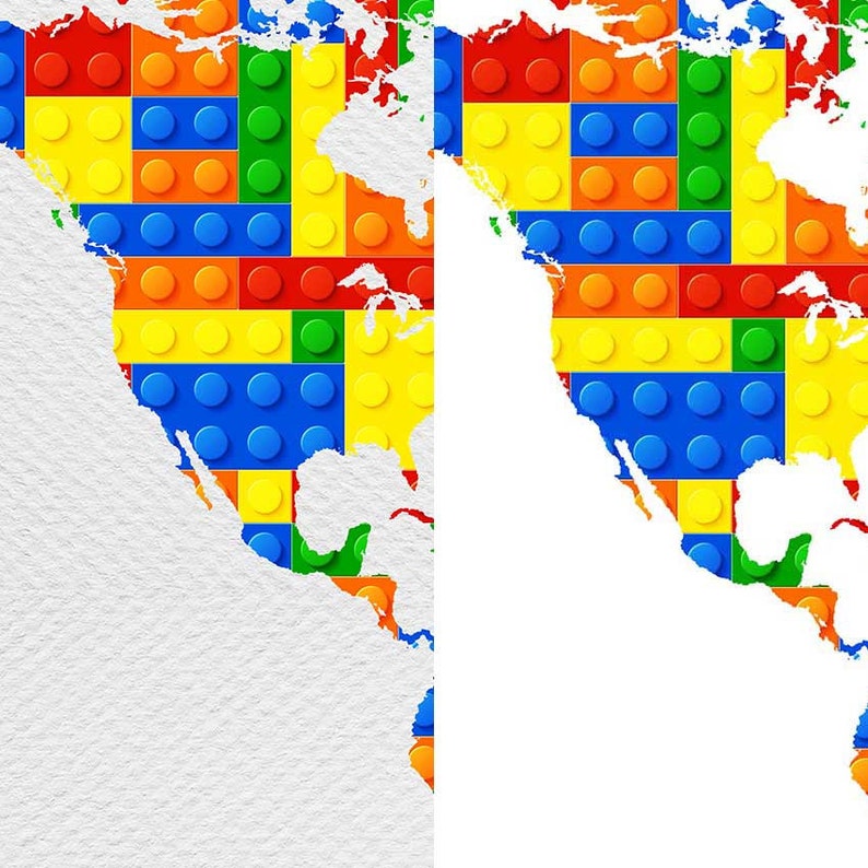 Lego World Map Print Lego Inspired Art World Map Decor Lego | Etsy