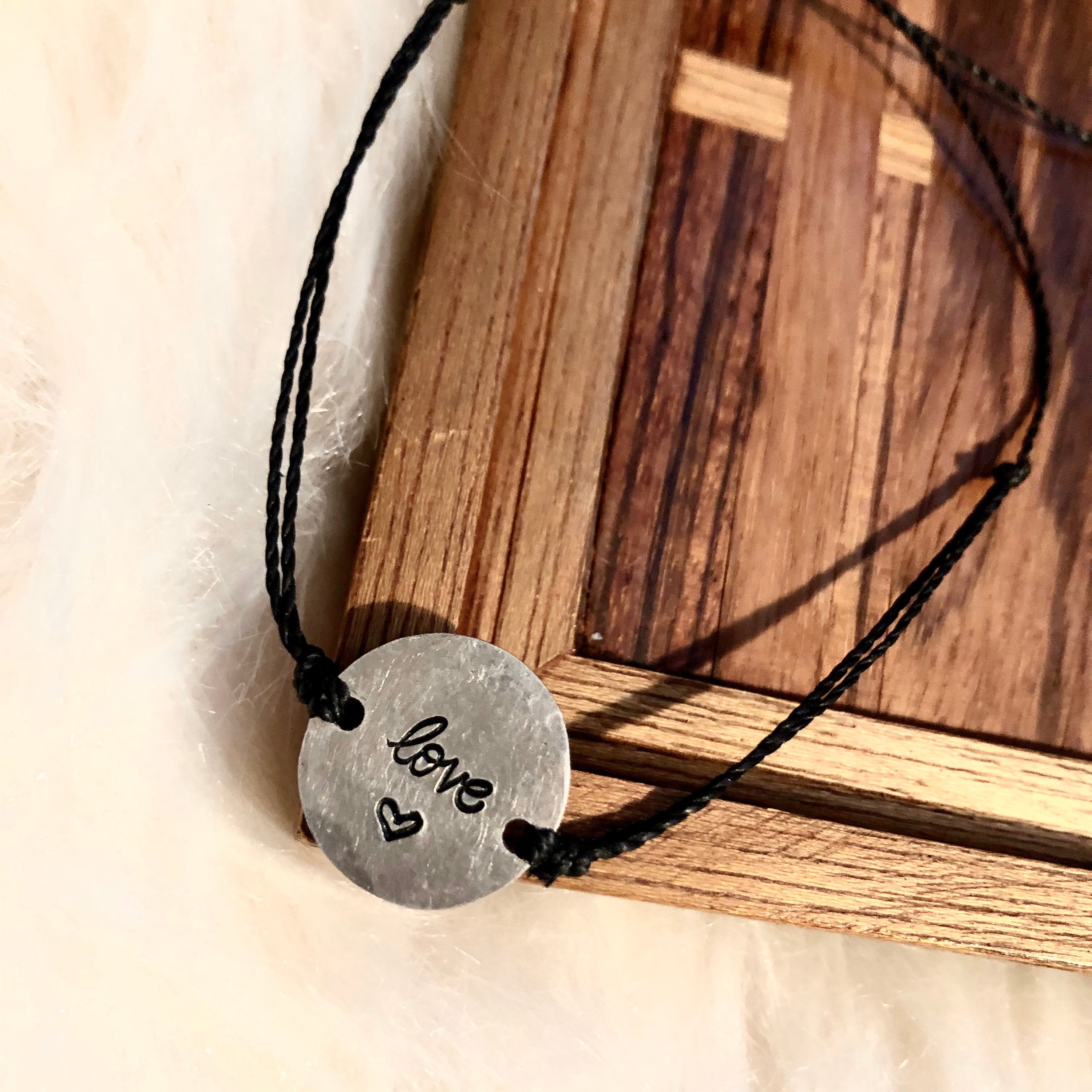 Handstamped Disc Adjustable Bracelet - Etsy