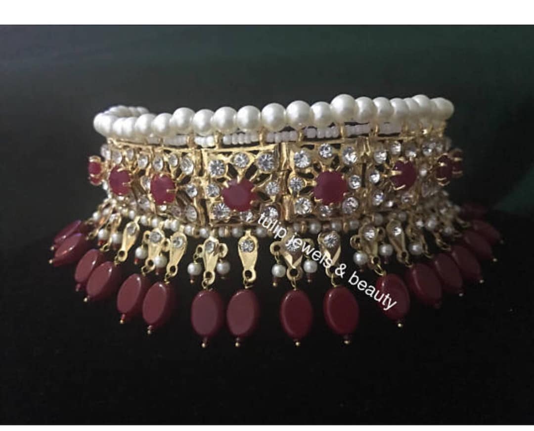 Indian Pakistani Jadu Jewellery Bridal Hyderabadi Choker Jhumka & Tikka ...