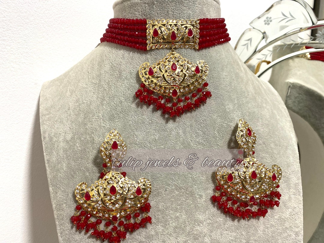 Traditional Hyderabadi Jadu Jewellery, Choker Necklace Set With ...