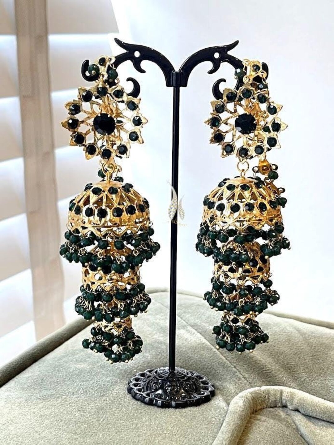 Traditional Hyderabadi Emerald Green Indian Pakistani Jadu Jewellery ...
