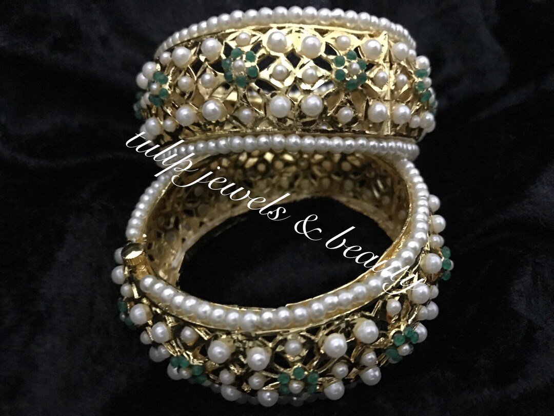 Indian Bangles Kada Bracelet Hyderabadi Jewellery Pearls Gold - Etsy
