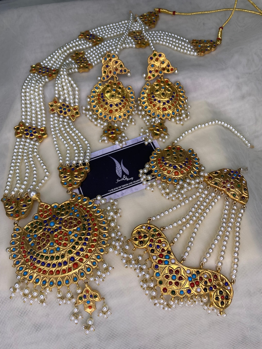 Thappa Kundan Gold Plated Rani Haar Jewelry Set , Designer Pakistani ...
