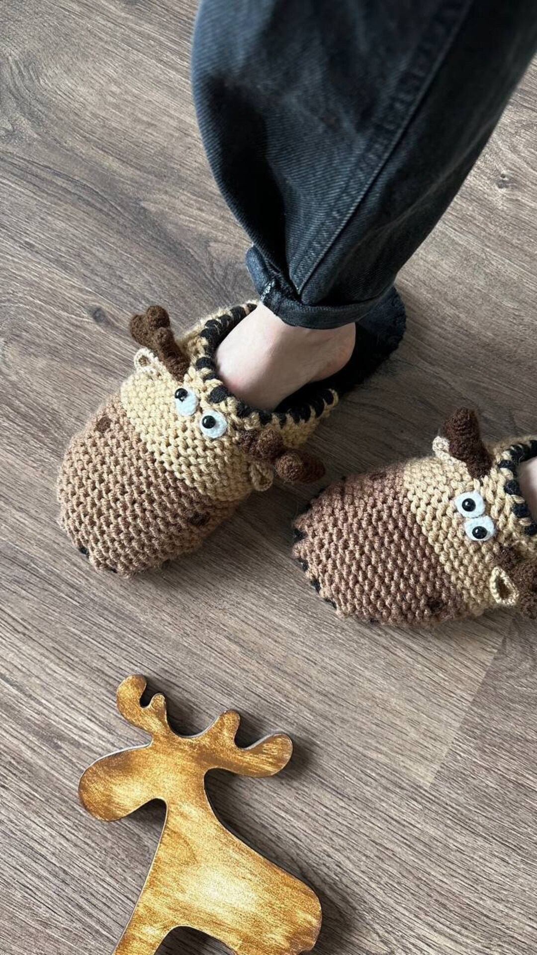 Home Slippers Crochet Moose,cute Slippers,large Eco Friendly Slippers ...