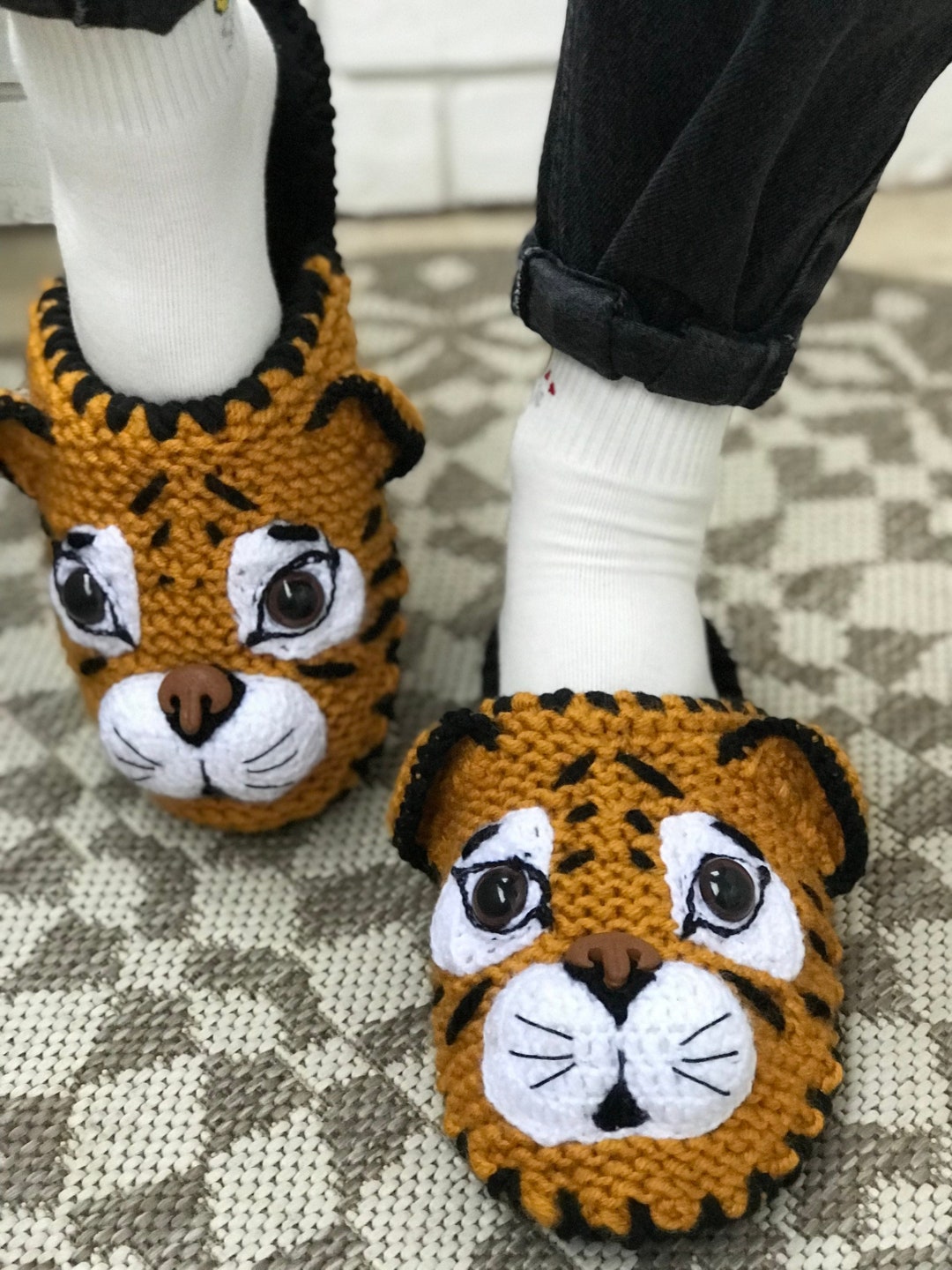 Home Slippers Crochet Tiger,personalize Gifts,first Home Gift Ideas ...