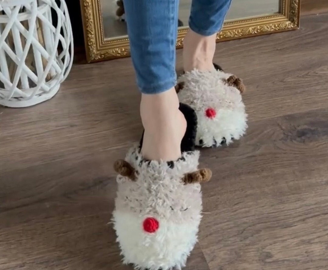 Home Shoe Deer Slippers,crochet Deer With Little Antlers,soft Fun Fawn ...