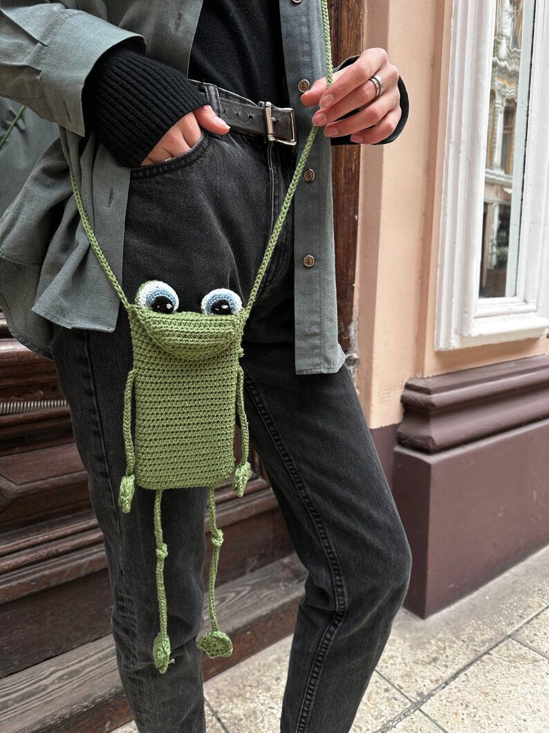 Crossbody Bags Frog,crochet Shoulder Handbag,cute Handmade iPhone Case ...