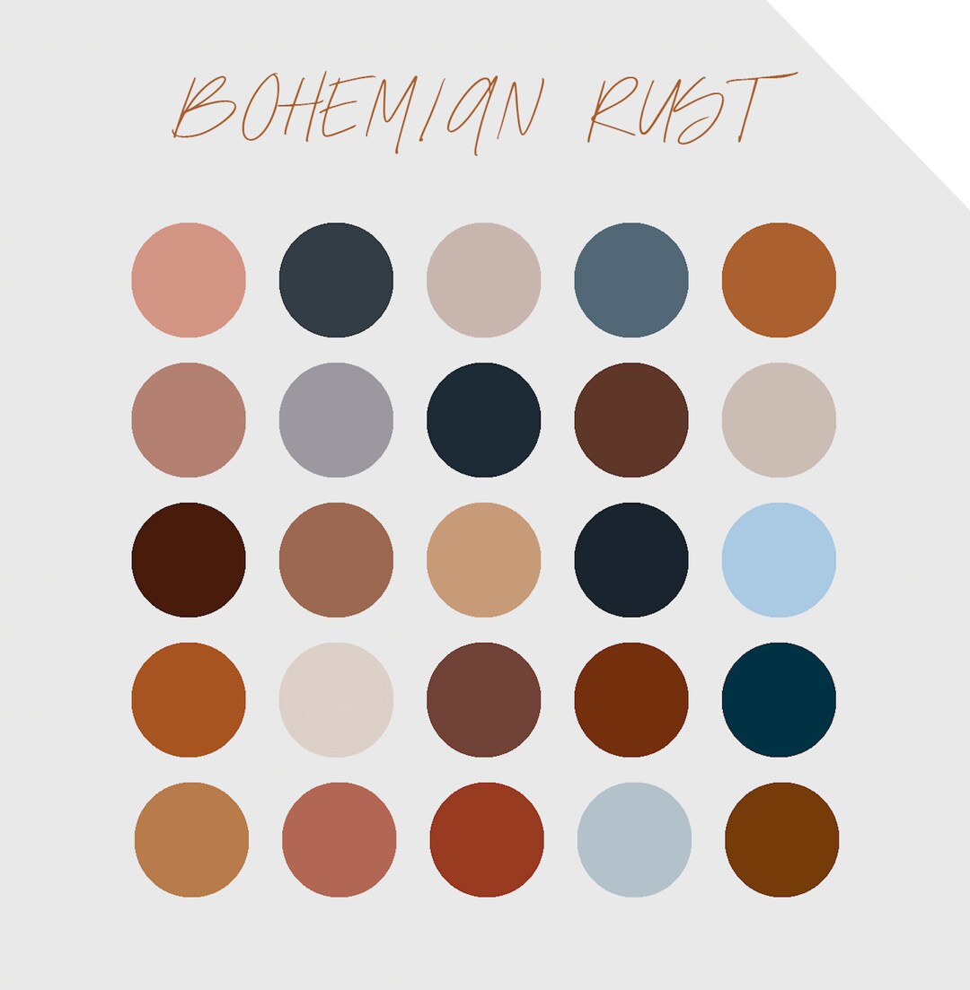 Color Palette for Procreate - Boho Rust Color Swatches - Bohemian Color ...