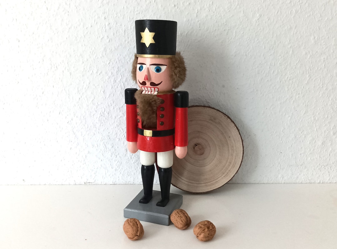 Vintage Wooden Nutcracker, Figure Soldier Handmade, Christmas Ornament ...