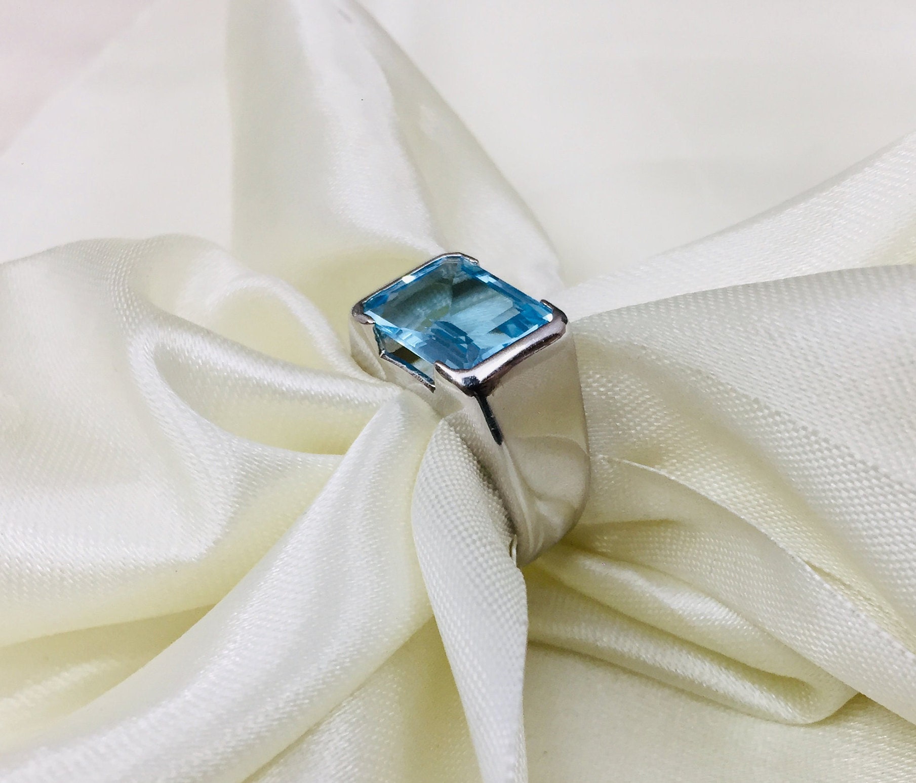 925 Silver Ring Natural Blue Topaz Ring Silver Topaz Ring - Etsy