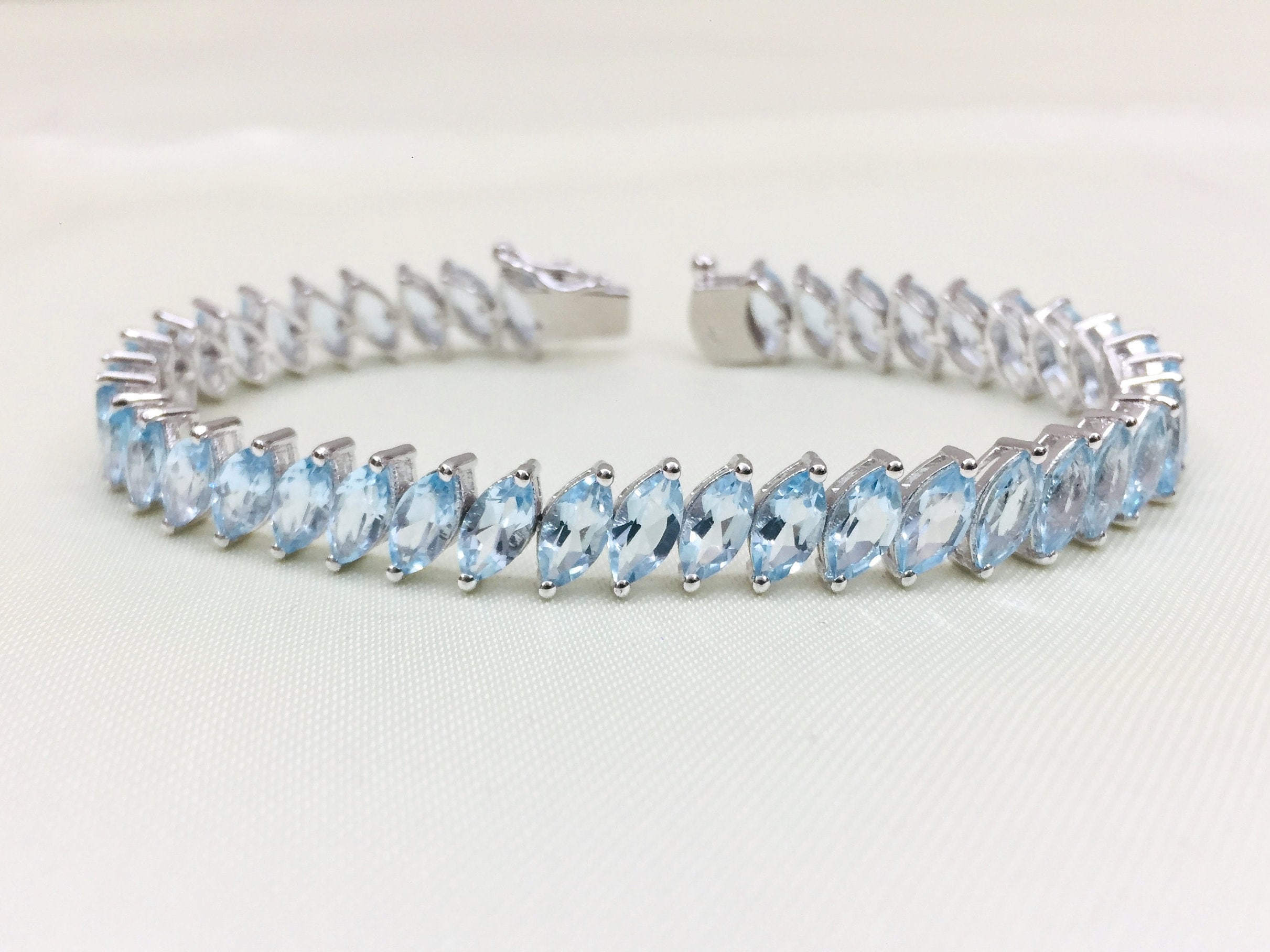 925 Sterling Silver Bracelet Natural Blue Topaz Bracelet | Etsy