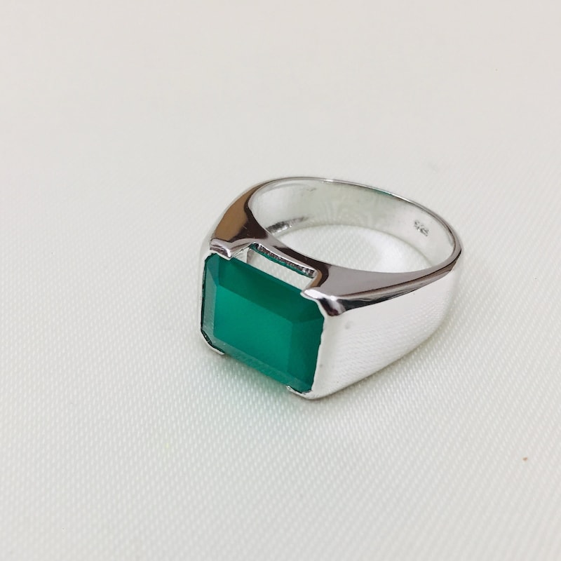 Mens Green Silver Ring - Etsy