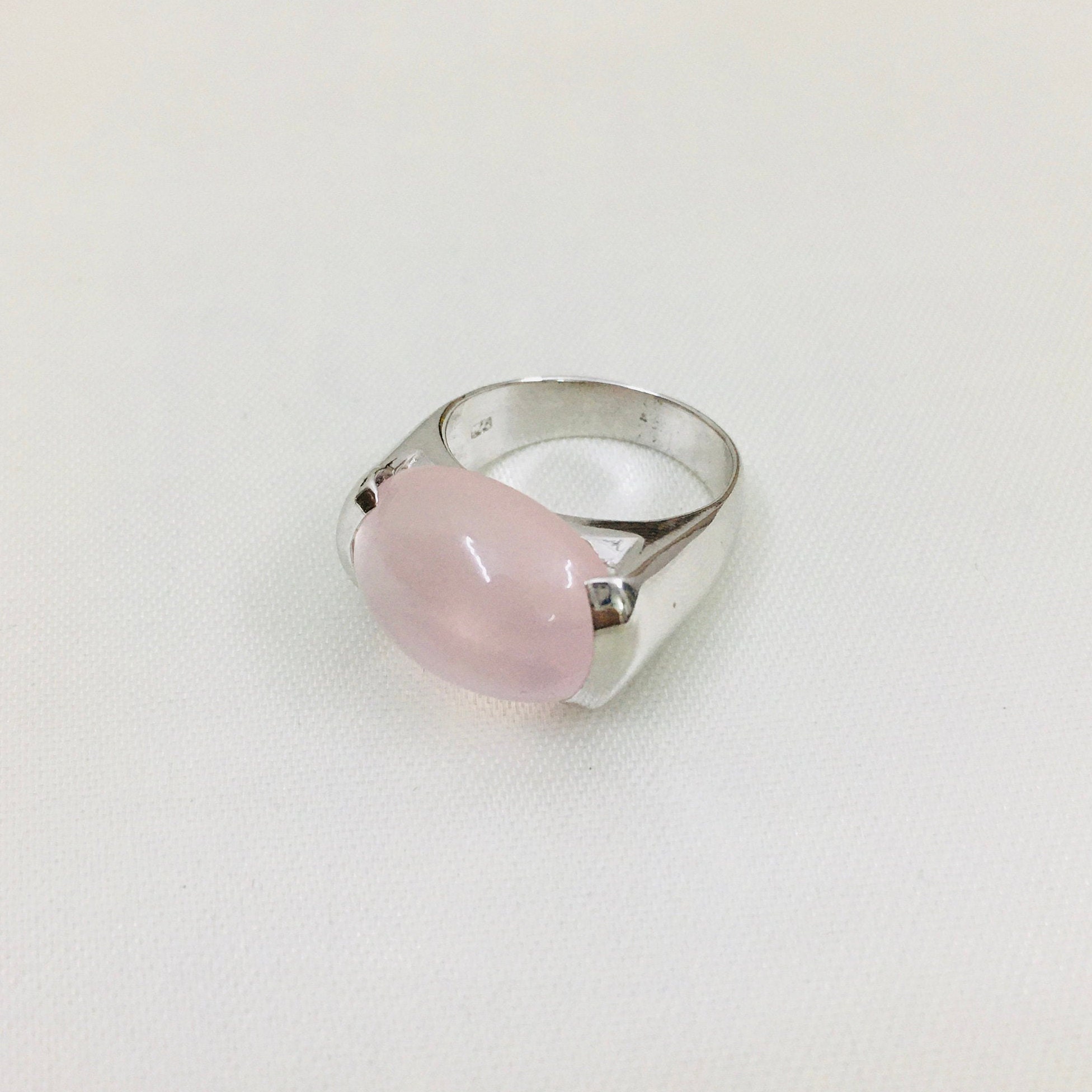 925 Silver Ring- Natural Rose Quartz Ring- 13X18 MM Oval- Big Gemstone ...