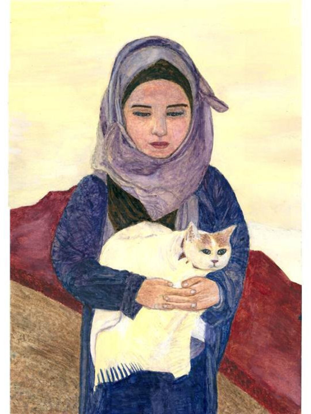 White Cat Print A Cat Art Print of Original Cat Painting. A Cultural ...