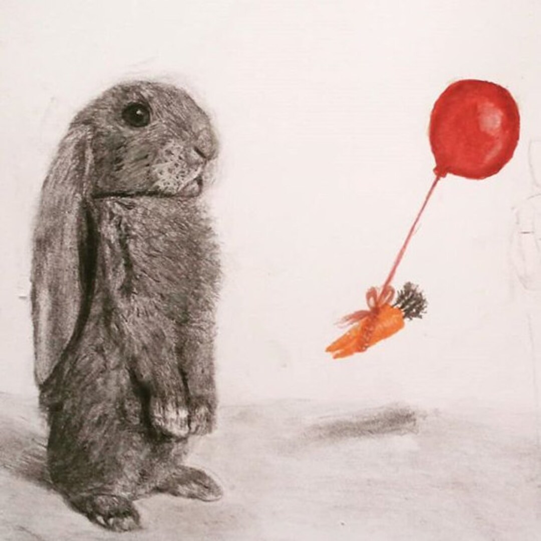 Bunny Rabbit Art Print A Charcoal Rabbit Print Bunny - Etsy