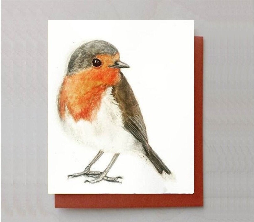 Red Robin Greeting Card A Painted Robin Print Card. Robin - Etsy