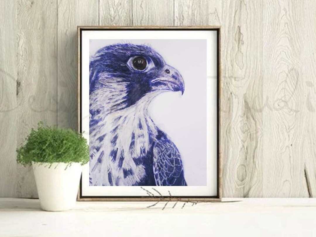 Blue Peregrine Falcon Art Print A Falcon Print, Falcon Painting Print ...
