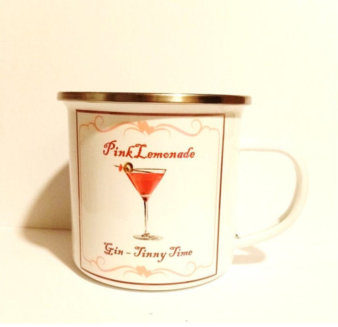 Pink Gin Mug A Gin Enamel Mug With Silver Lip. A Pink Gin Mug Gift. A ...