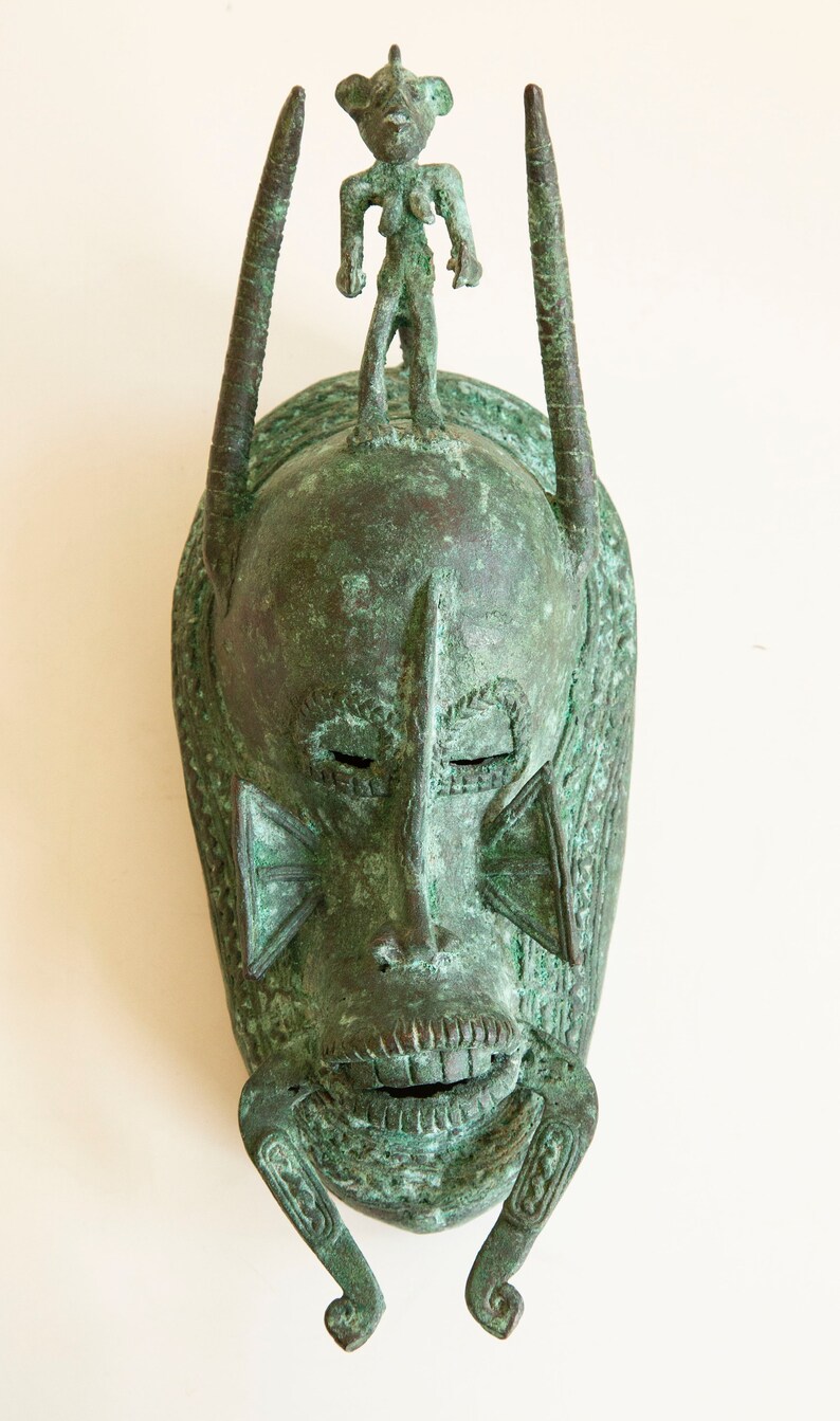 African Patinated Bronze Senufo Kpelie Mask West Africa Cote - Etsy