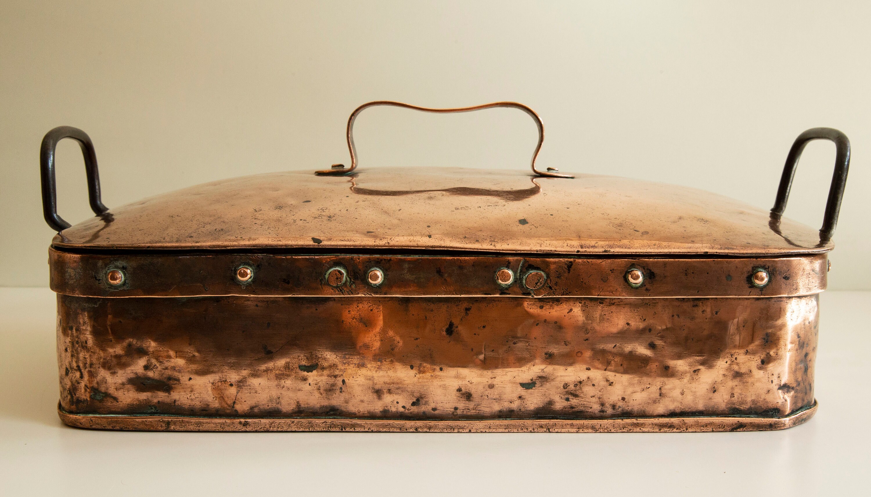 Antieke rode massief koper Bain Marie Pan rechthoekige Lidded | Etsy