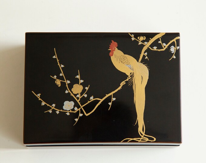 Japanese Lacquer Box With Rooster Design by Zohiko 20 C - Etsy