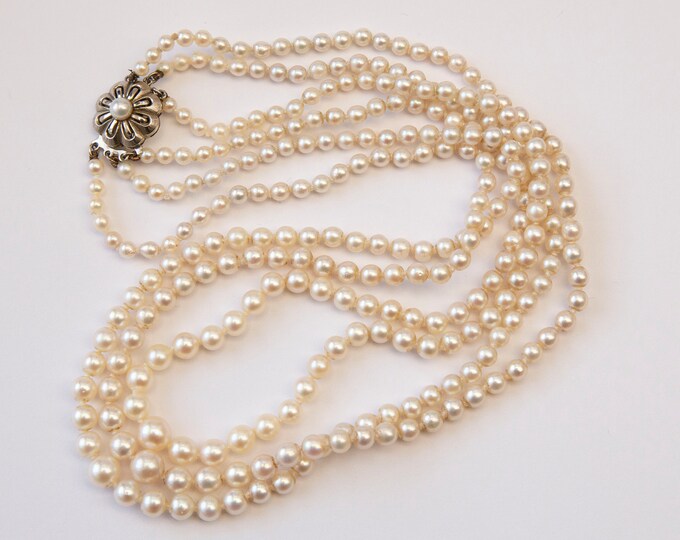 Jka Kohle Company of Pforzheim Germany Three-row Real Gradueted Pearl 4 ...
