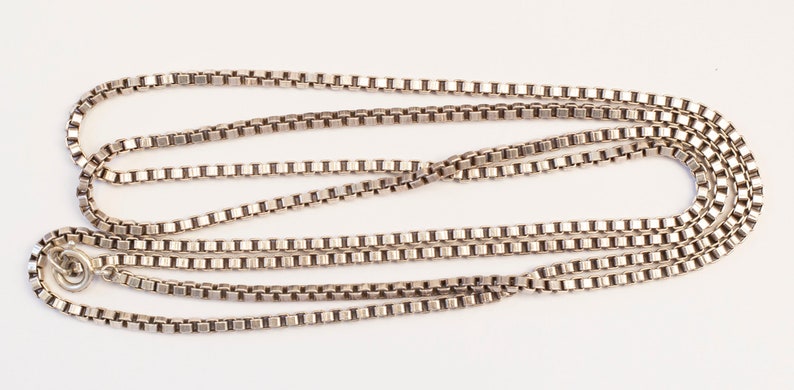Vintage Silver Venetian Box Chain Necklace Chunky Extra Long - Etsy