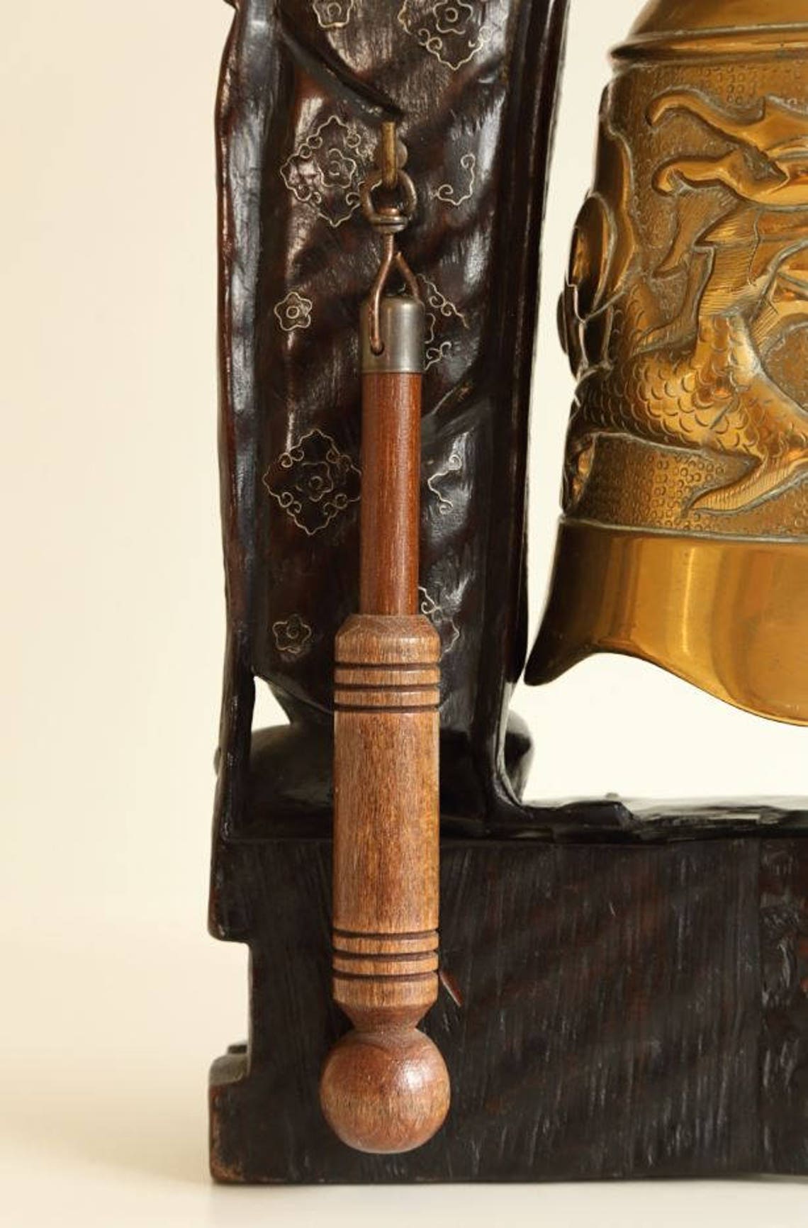 Antique Chinese Wooden Brass Bell in Hand Carved Frame Holder | Etsy