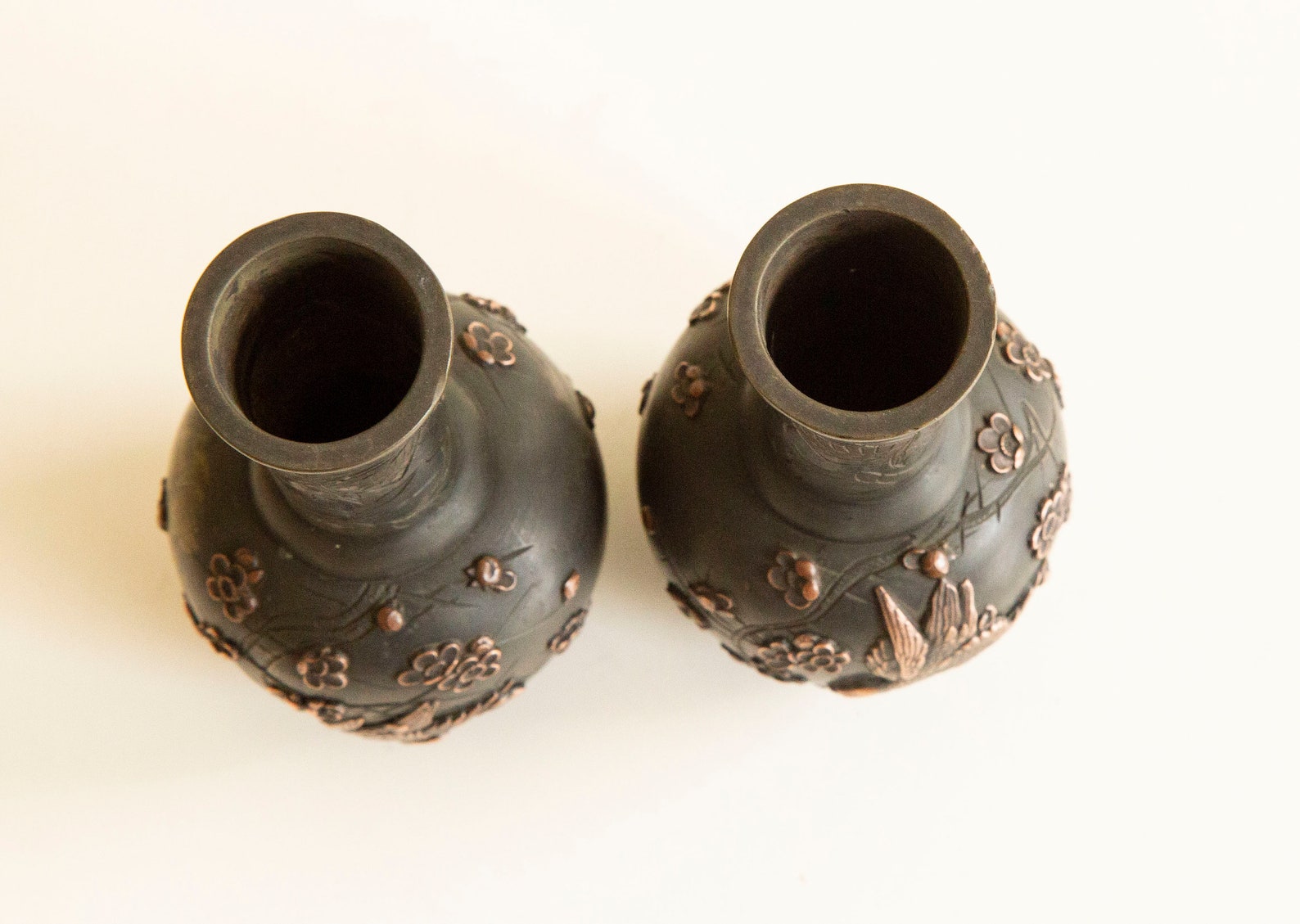 Japanese Bronze Three Metal Mix-metal Shakudo Vases Ca. 1890 - Etsy