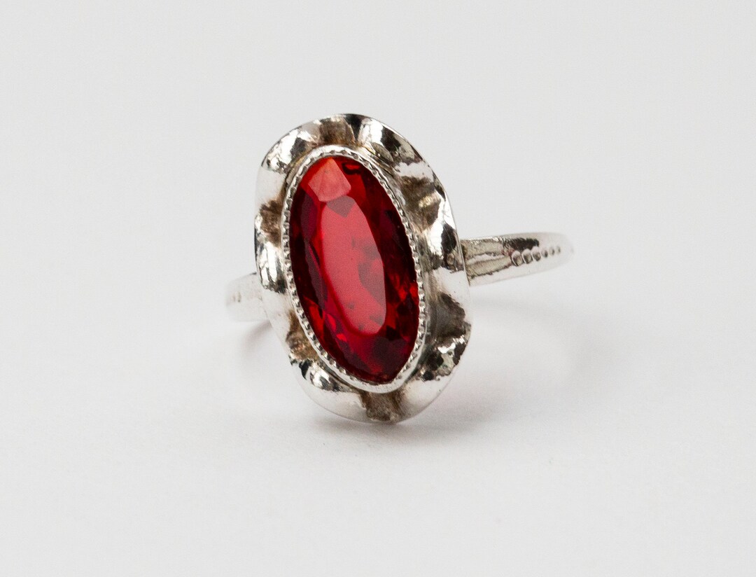 Child Ring Silver 835 Set With Red Stone 1960s, the Netherlands Very ...