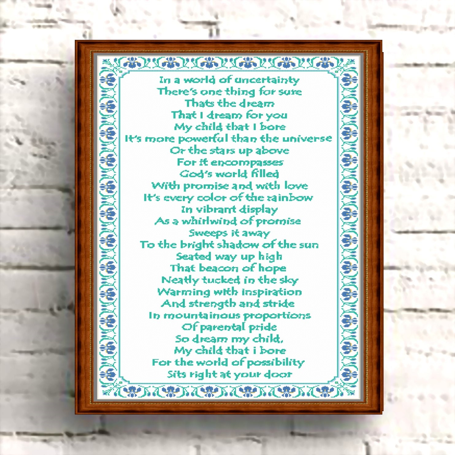 Cross-stitch-pattern-poem-quote, Instant Download Pdf - Etsy