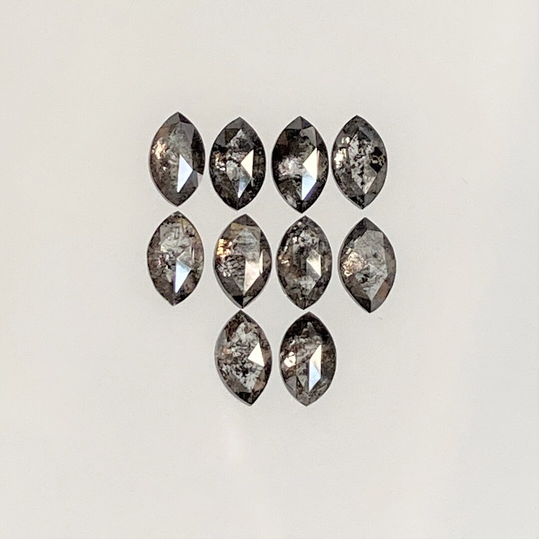 1.06 Ct Salt and Pepper Marquise Shape Diamonds 10 Pcs, 4.00 X 2.50 Mm ...