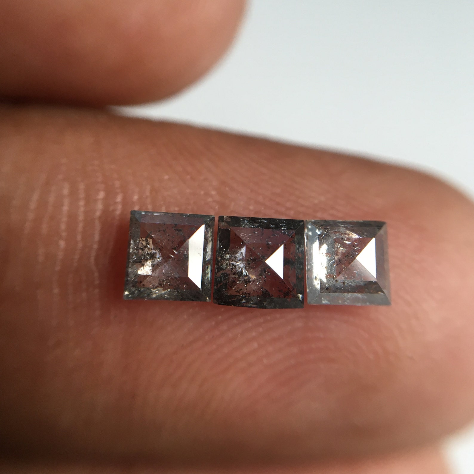 0.94 Ct 3 Pcs Salt and Pepper Square Shape Natural Loose | Etsy