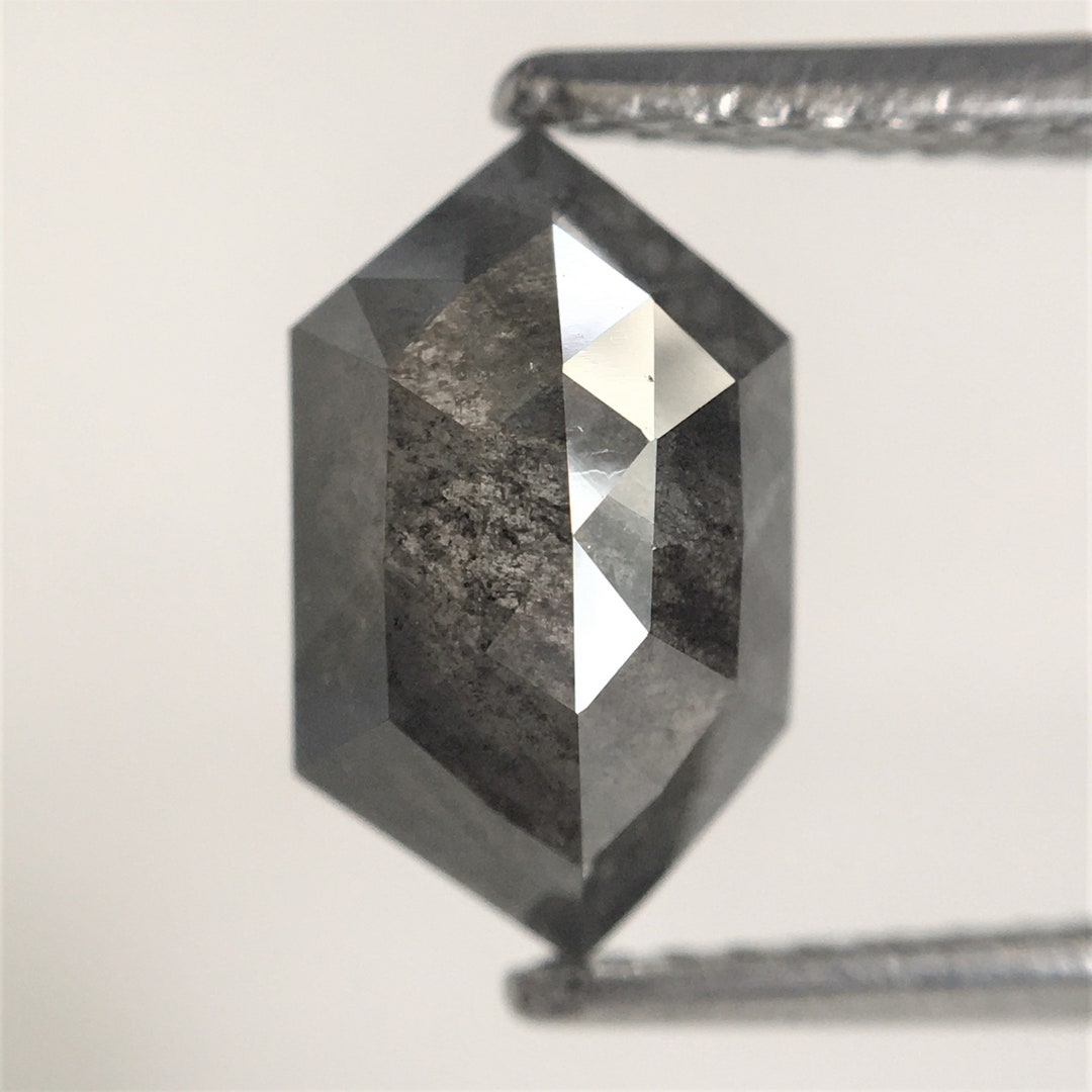 1.65 Ct Natural Loose Diamond Hexagonal Shape Salt and Pepper, 10.10 X ...