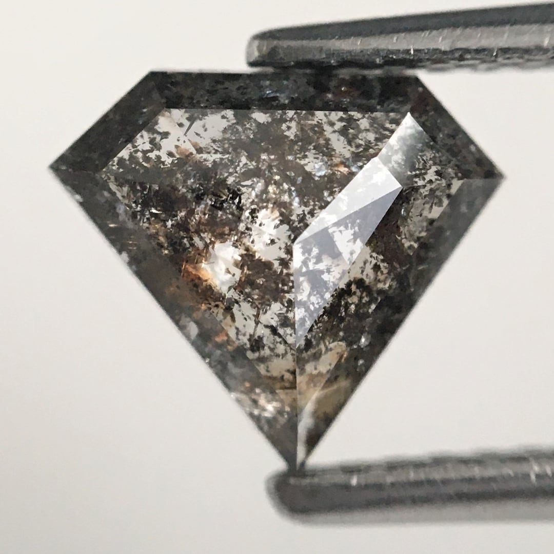 1.00 Ct Shield Shape Salt and Pepper Natural Diamond, 7.02 Mm X 8.04 Mm ...