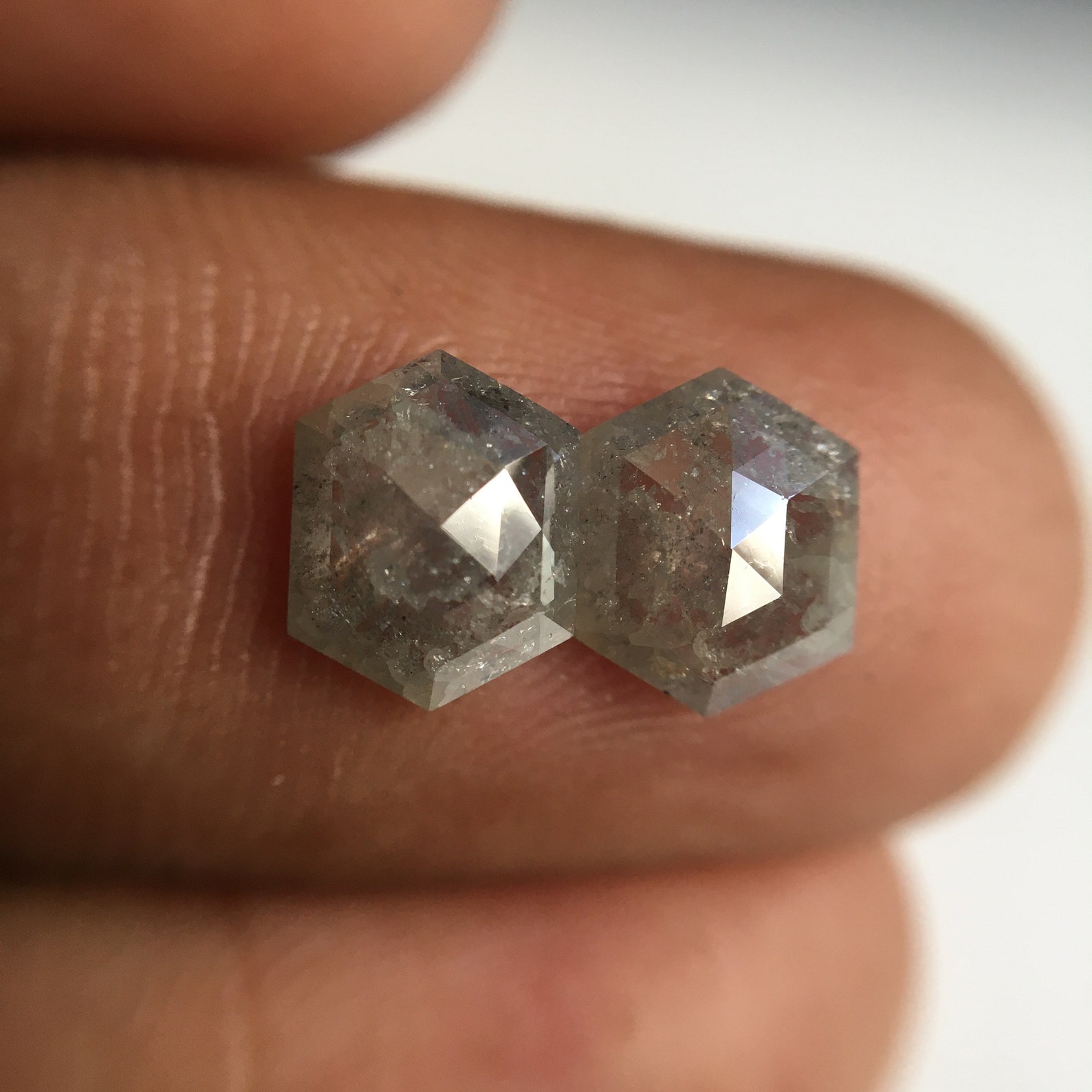 1.88 Ct Hexagon Shape Natural Loose Diamond Pair 7.57 Mm X - Etsy
