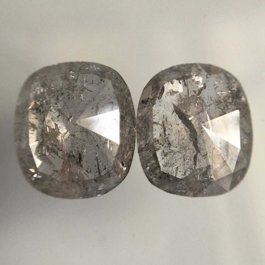 4.18 Ct Oval Shape Fancy Grey Color Rose Cut Natural Loose Diamond Pair ...