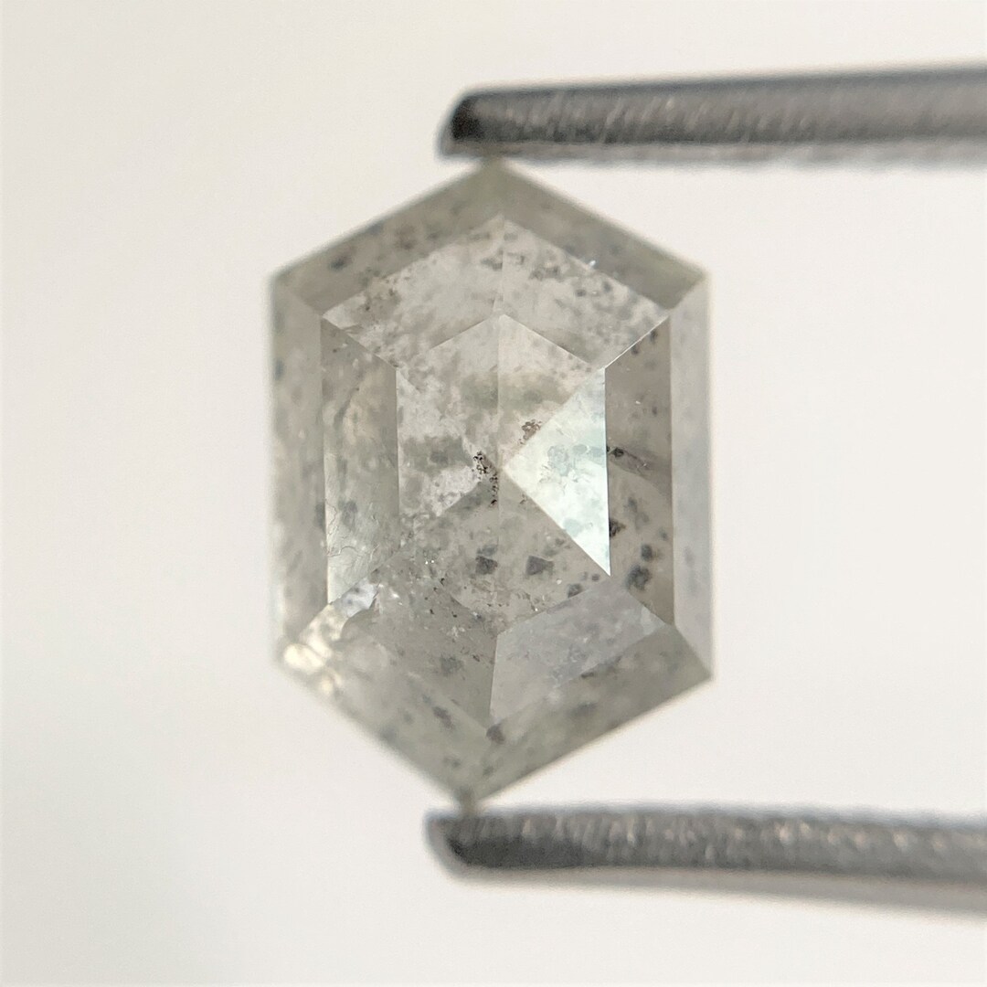 2.08 Ct Hexagon Shape Grey Color Natural Loose Diamond, 8.51 Mm X 5.88 ...