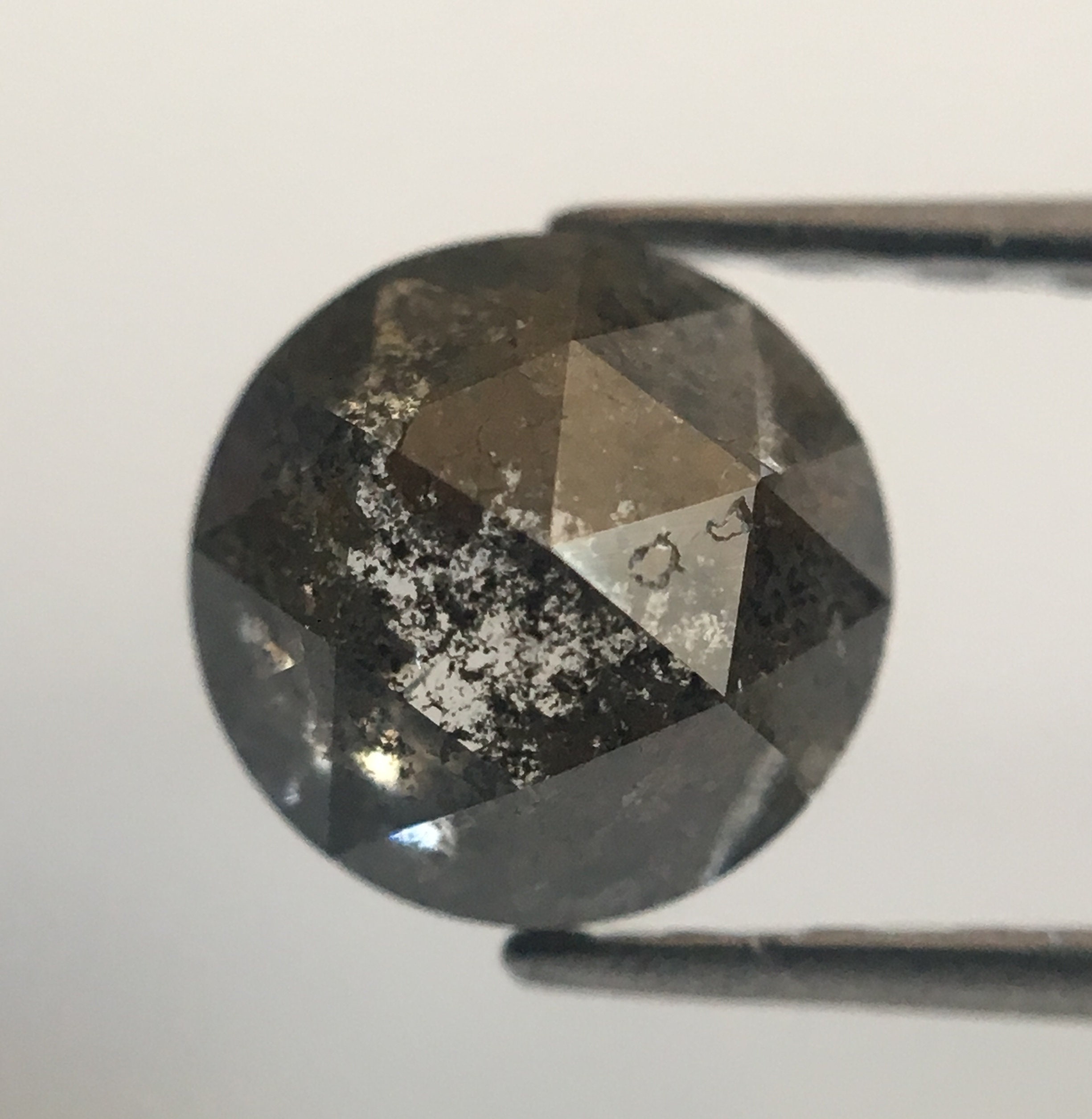 0.61 Ct Grey round rose cut rustic natural diamond 5.27 mm X | Etsy
