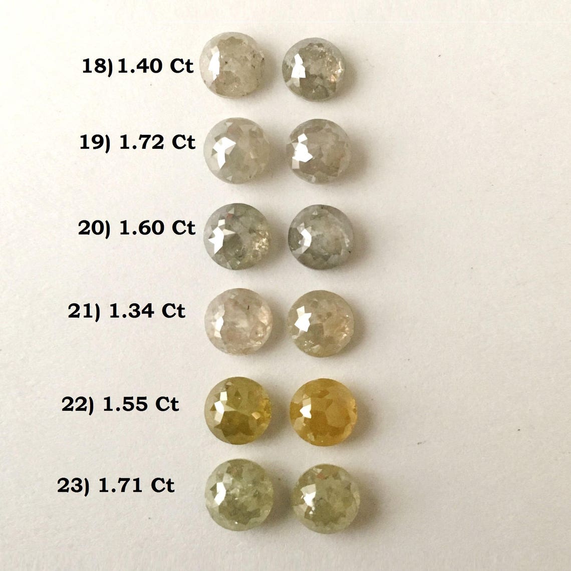 100% Natural Round Shape Rose Cut Loose Diamond, Pair of Rose Cut ...