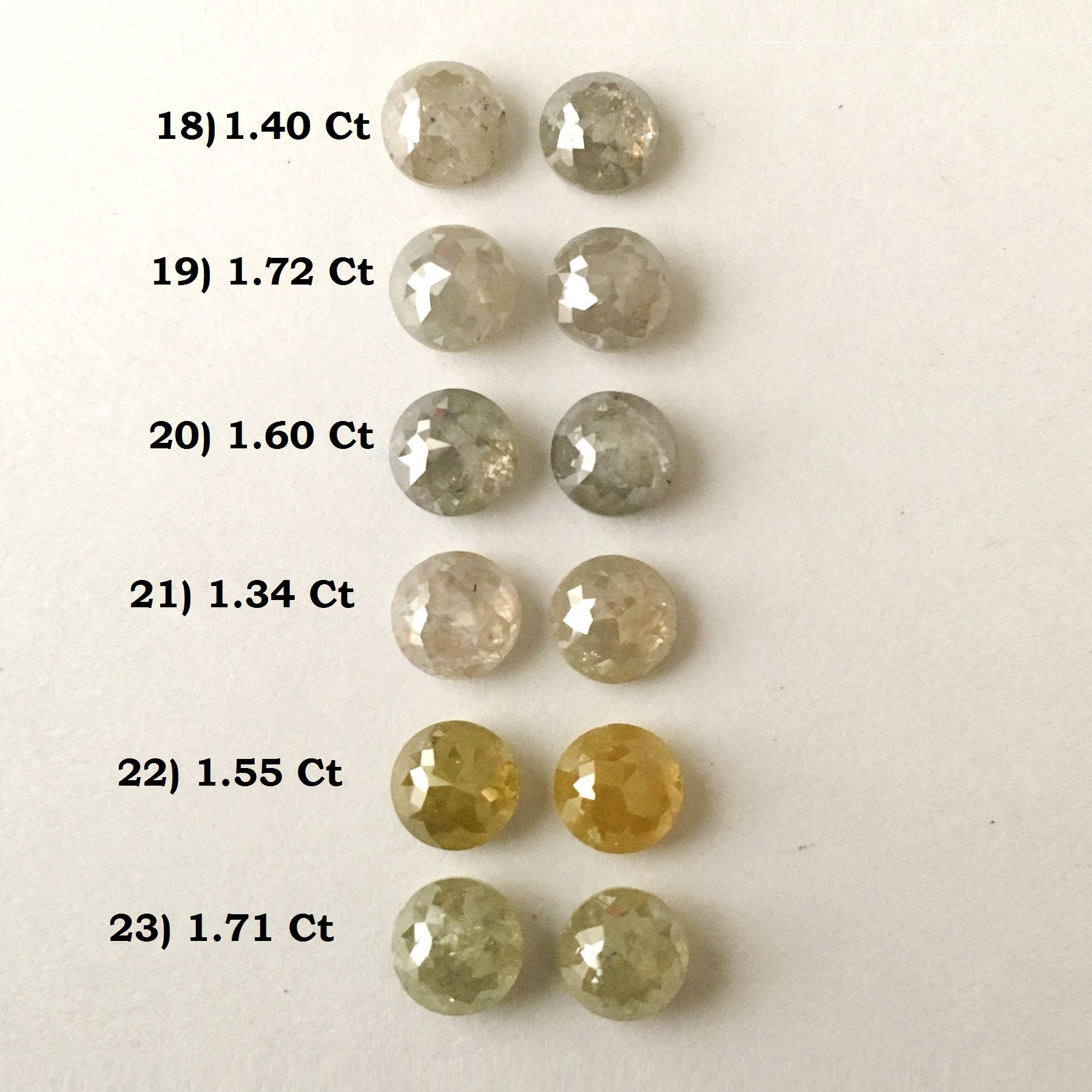 100% Natural Round Shape Rose Cut Loose Diamond, Pair of Rose Cut ...