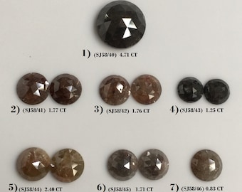 100% Natural Round Shape Rose Cut Loose Diamond, Pair of Rose Cut ...
