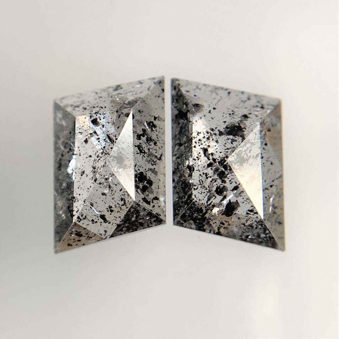 1.76 Ct Transparent Grey Color Parallelogram Cut Natural Pair Diamonds ...