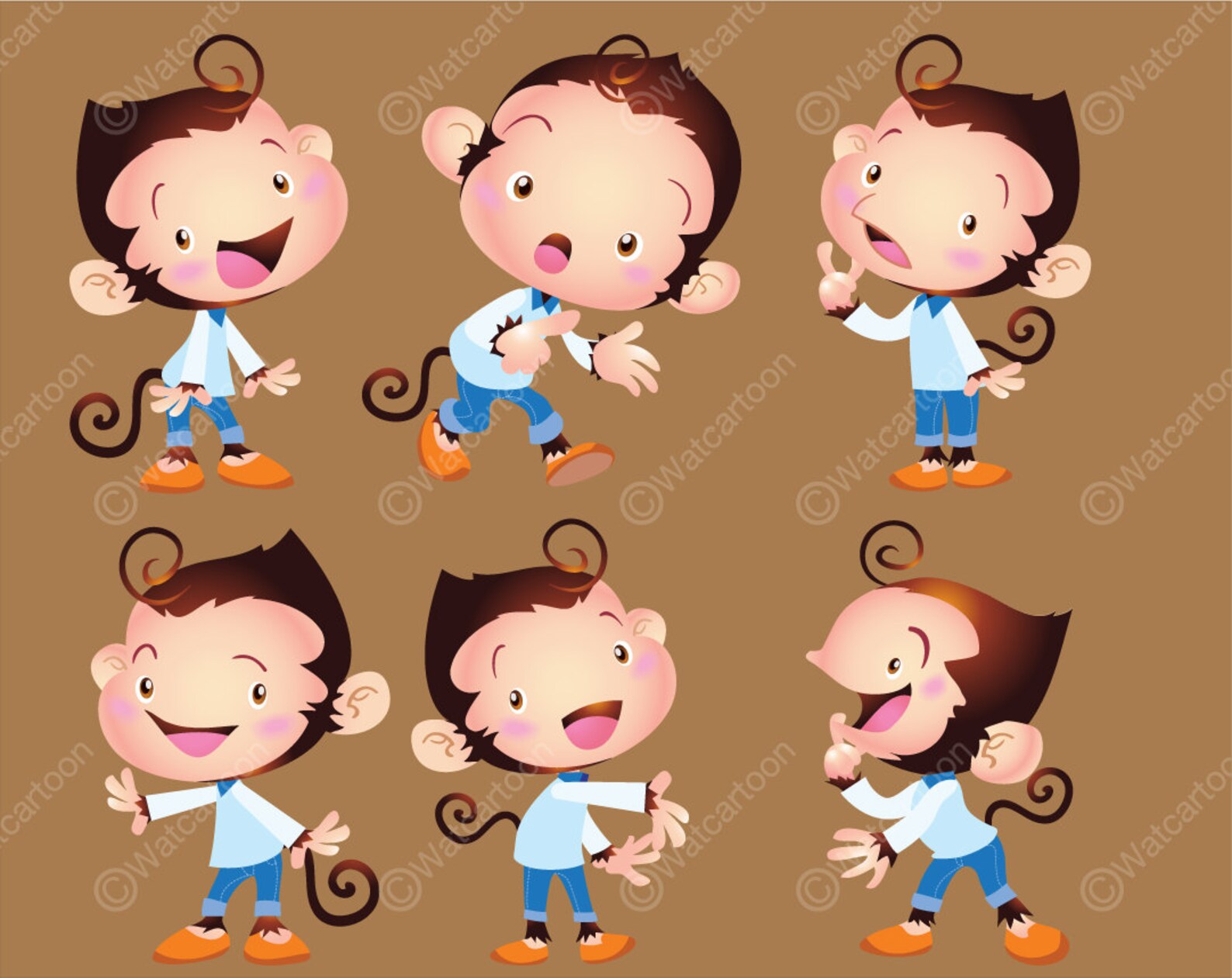 Cute Monkey Boy Character,vector Clip Art Commercial and Personal Use ...
